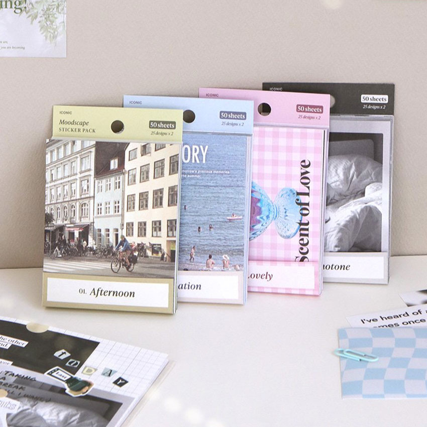 Iconic Daily Life Background Paper Sticker Pack 50 Sheets
