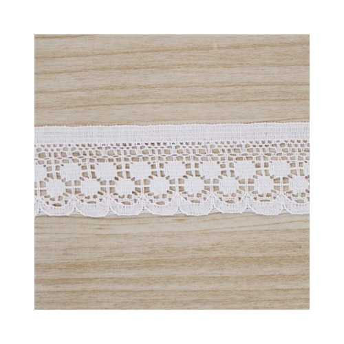 Adhesive deco lace fabric cotton roll tape - white