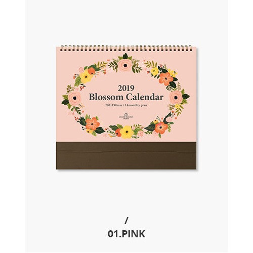 Second mansion 2019 Blossom spiral bound desk flip calendar