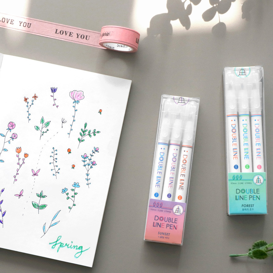 ICONIC Double color line in one pen set of 3