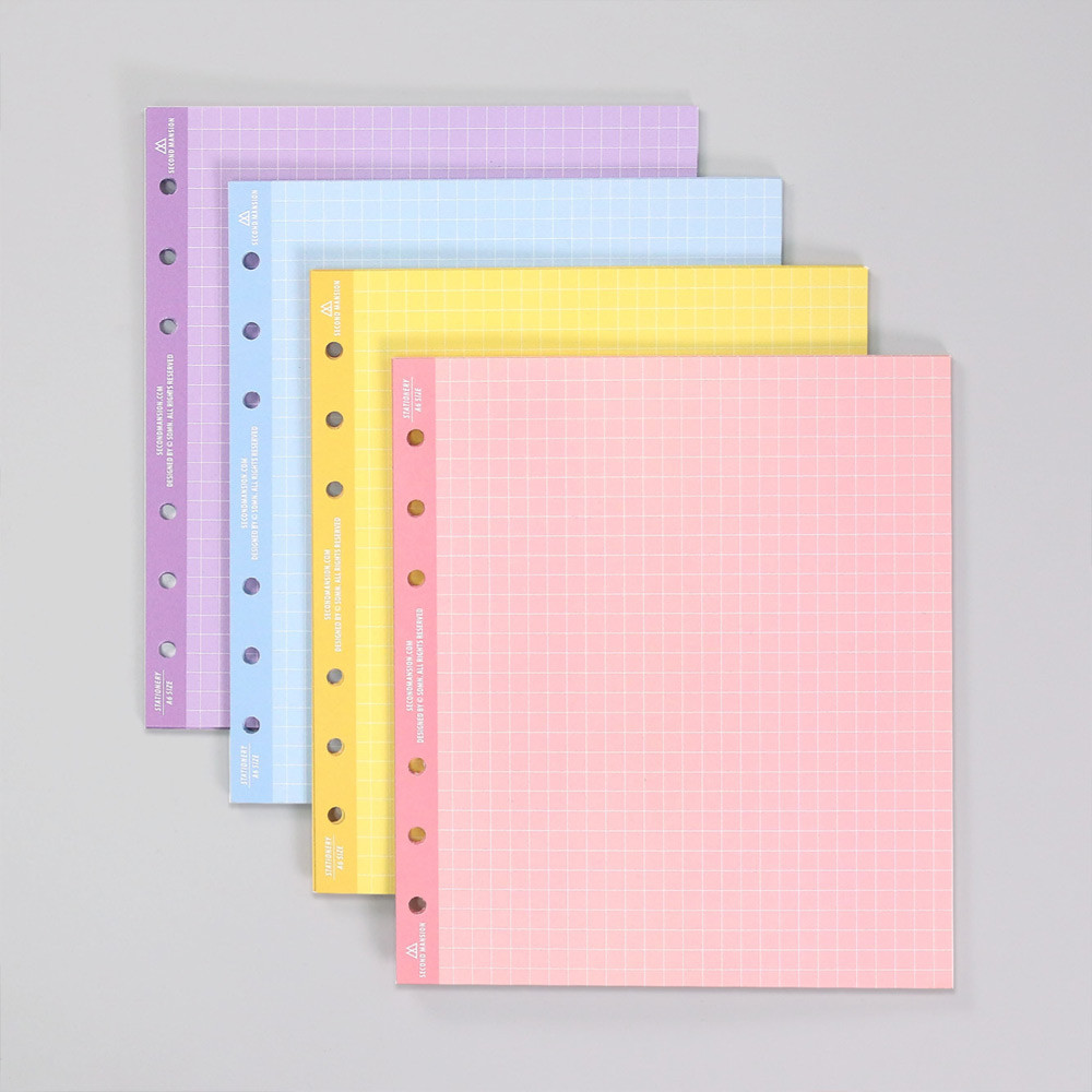 Second Mansion Color Grid 6-ring Wide A6 notebook Paper Refills