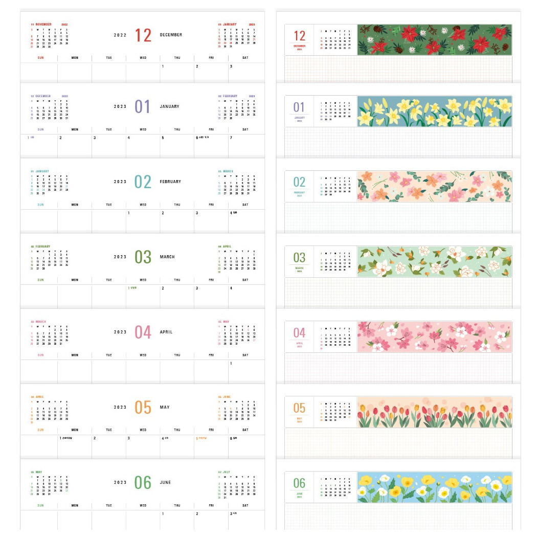 Ardium 2023 Flowery Standing Flip Monthly Desk Calendar
