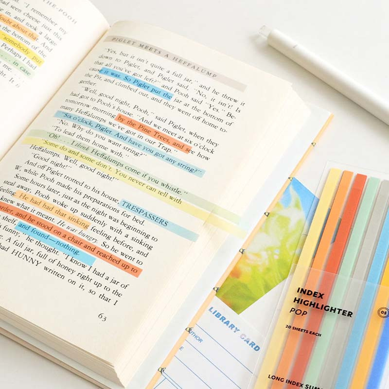 Iconic Pop Index Long Highlighter Strips Sticky Note Set