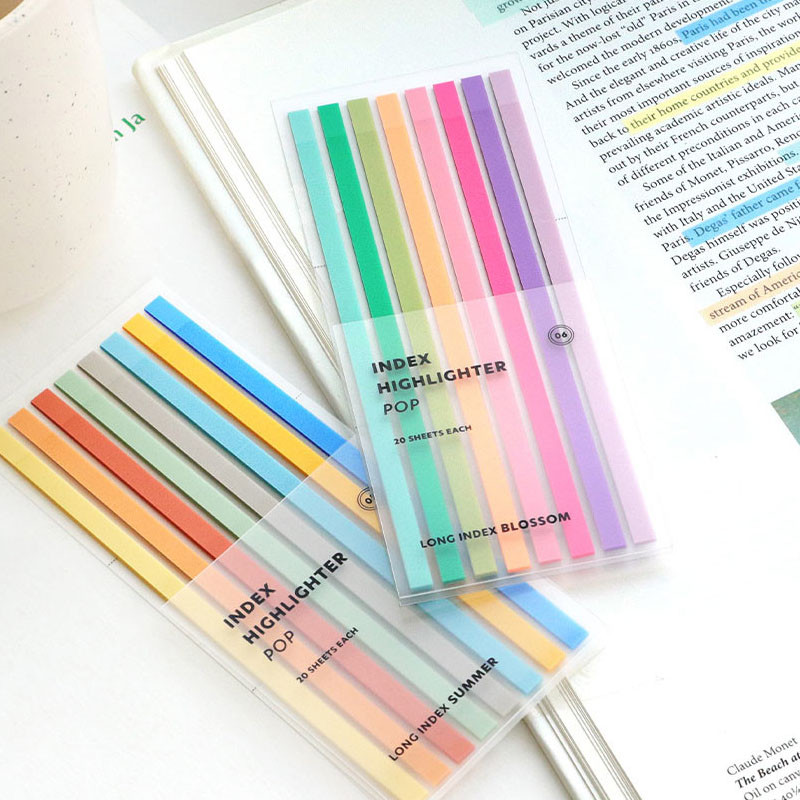 Iconic Pop Index Long Highlighter Strips Sticky Note Set