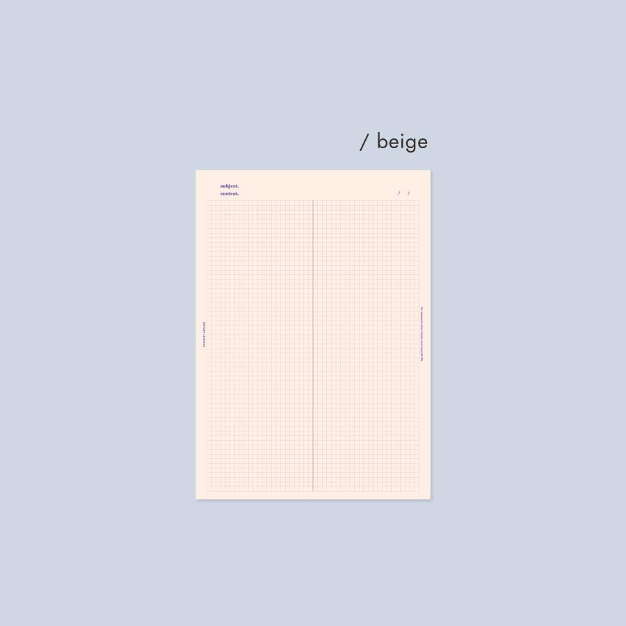 Study B5 Lined Grid Notepad 100 Sheets Korean Stationery
