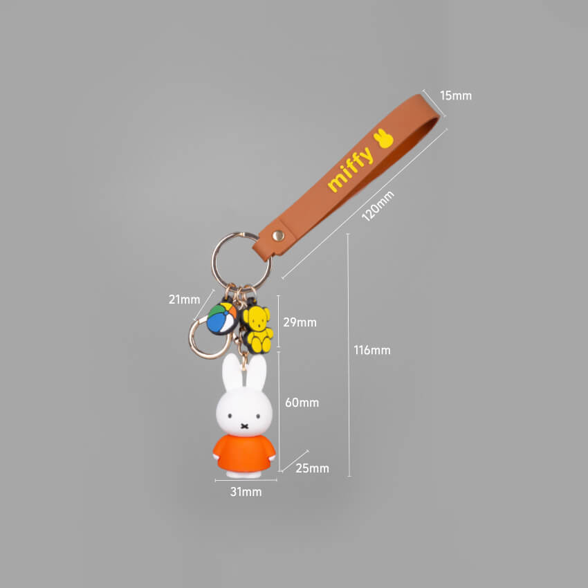 Miffy Standing Keychain: Cute Rabbit Keyring for Bags & Keys