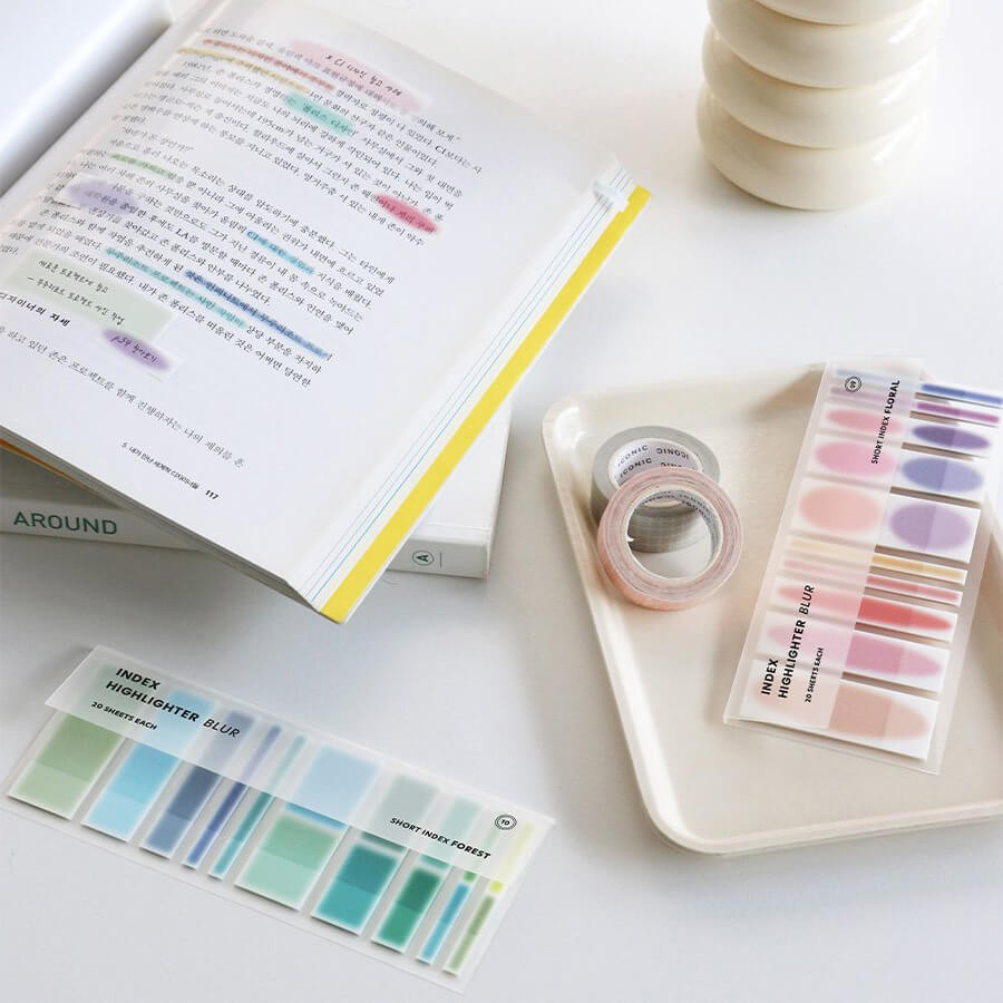 Iconic Blur Sticky Index Short Highlighter Sticky Notes Set