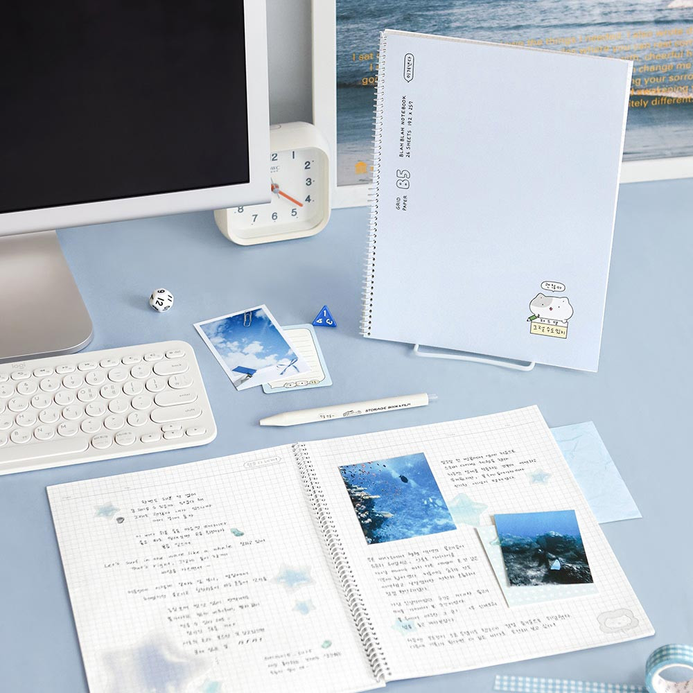 Iconic Blah Blah B5 Spiral Grid Notebook | Cute & Functional