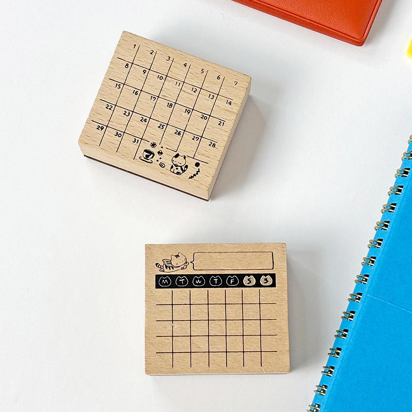 Cat Monthly Planner Stamp: Custom Journal & Notebook Calendar
