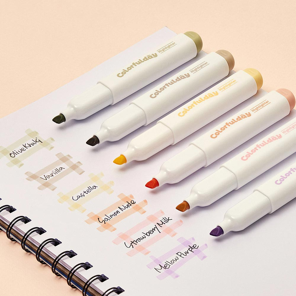 Monami Colorful Day Highlighters (6 Pens) - Warm & Cool Sets
