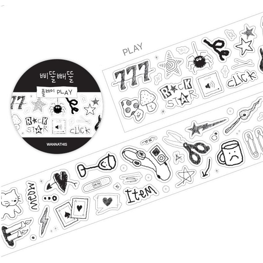 Kiss Cut Sticker Roll for Bullet Journals: Hand-Drawn Doodles