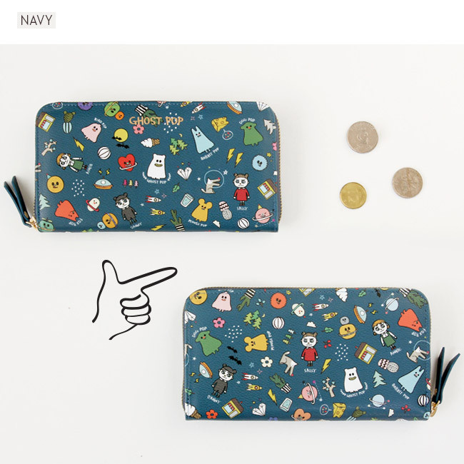 Gunmangzeung Ghost pop zip around medium long wallet - fallindesign
