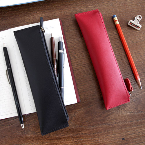 Indigo The basic handmade leather pencil case ver.2 - fallindesign