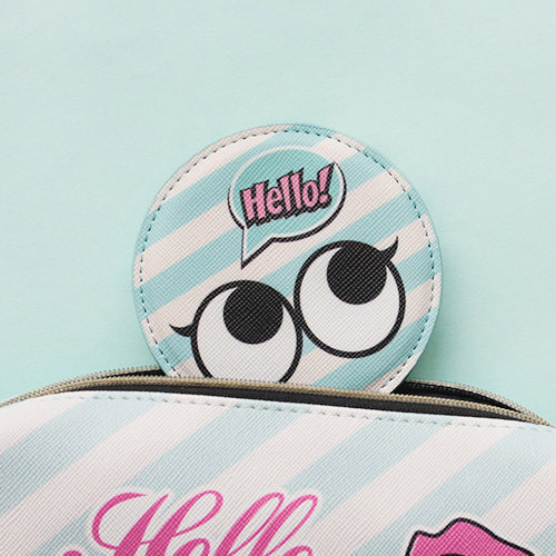 Afternoon Hello cute illustration round hand mirror - fallindesign