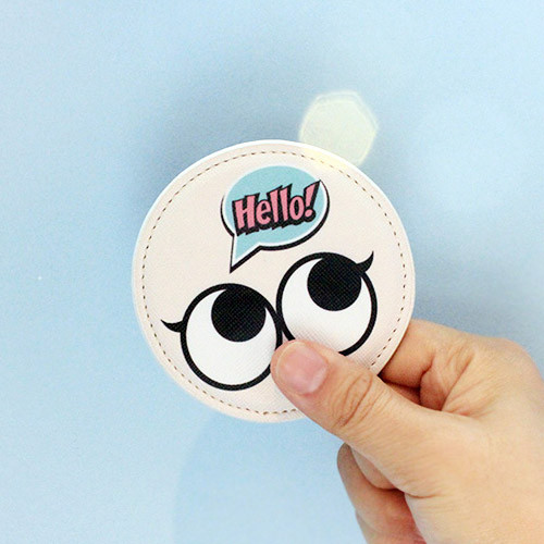 Afternoon Hello cute illustration round hand mirror - fallindesign
