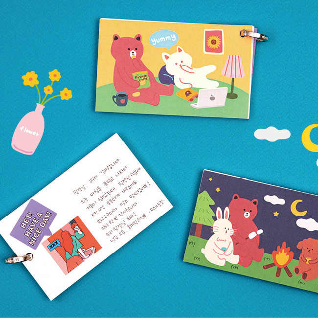 Ardium Small grid flashcards memo with a metal ring