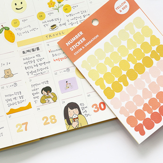Indigo Color and Gradation Number sticker set