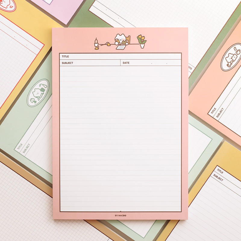 Study B5 Lined Grid Notepad 100 Sheets Korean Stationery