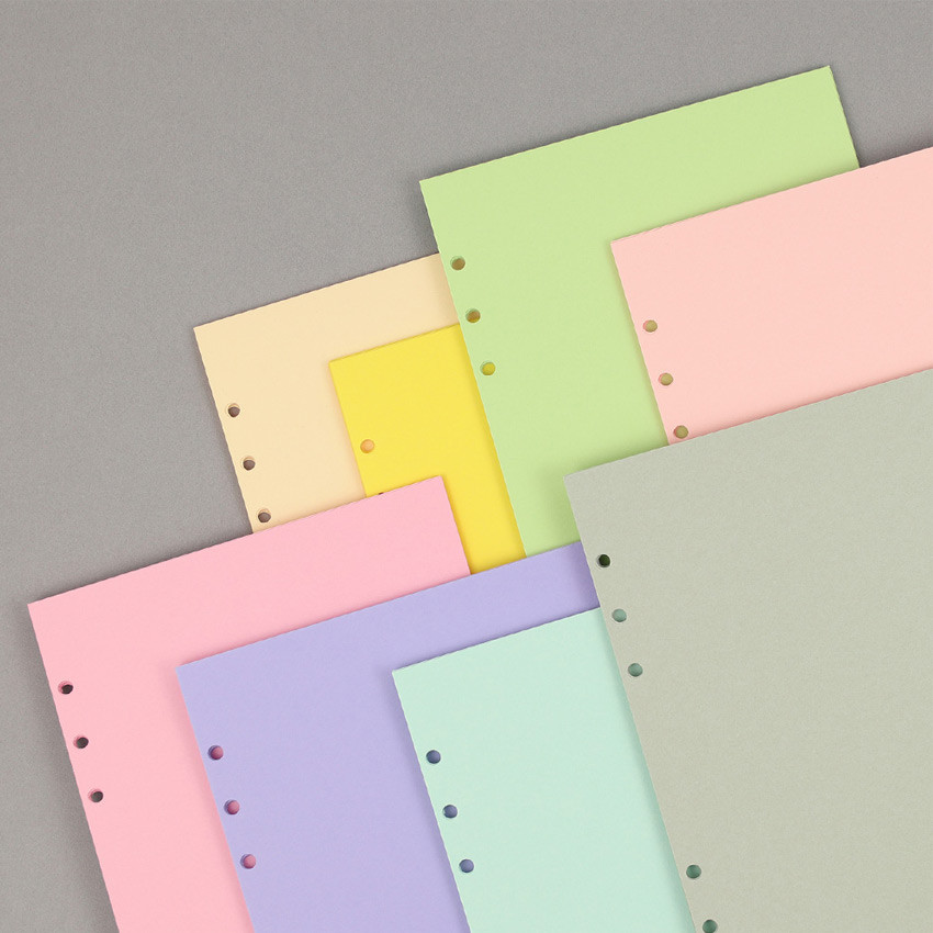 Pastel colored 6-ring A6 wide blank notebook refills set