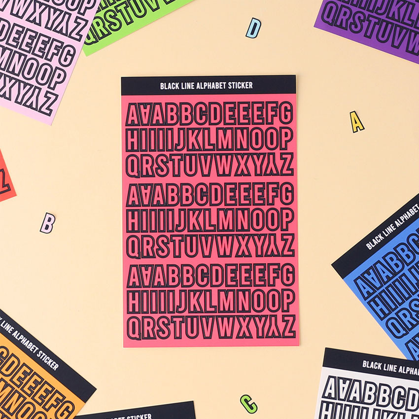 Wanna This Blackline Alphabet and Number sticker set
