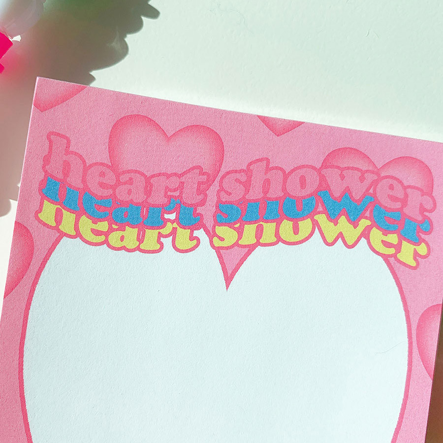FlyFlyUnicorn Pink Heart Balloon Writing Notepad