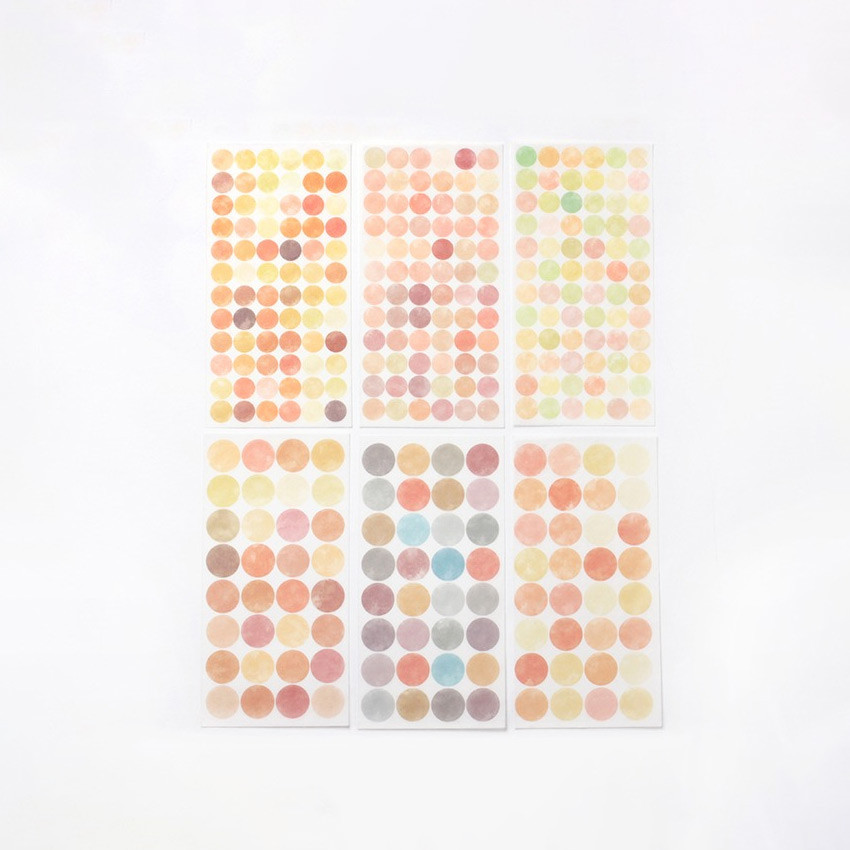 Appree Sky Blue Gradation 3PM Circle Paper Sticker 6 Sheets