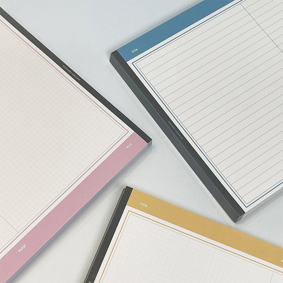 Study B5 Lined Grid Notepad 100 Sheets Korean Stationery