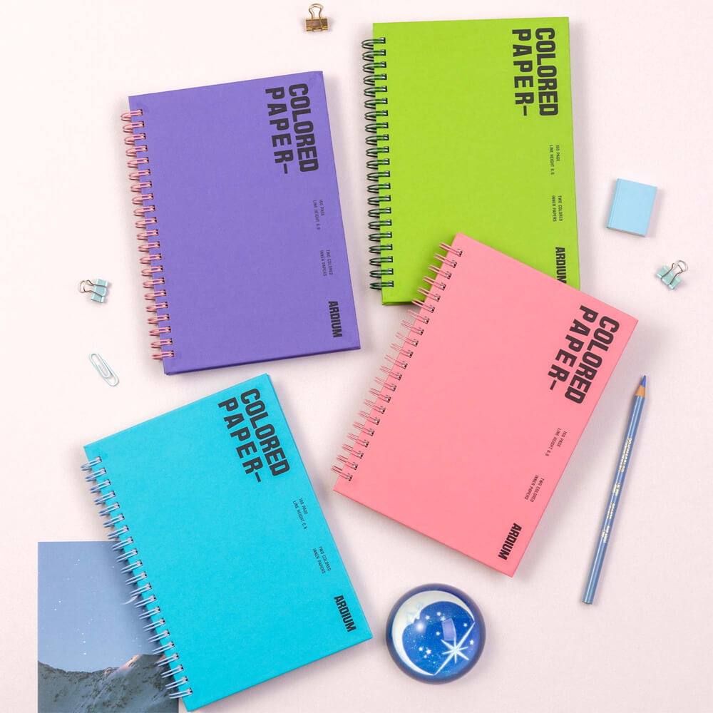 Ardium Colored Paper Wire-bound Lined Notebook Ruled Note