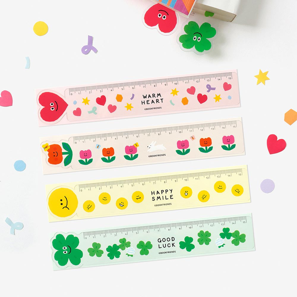 Bookfriends Smile Grid 15cm Ruler Clear Bookmark