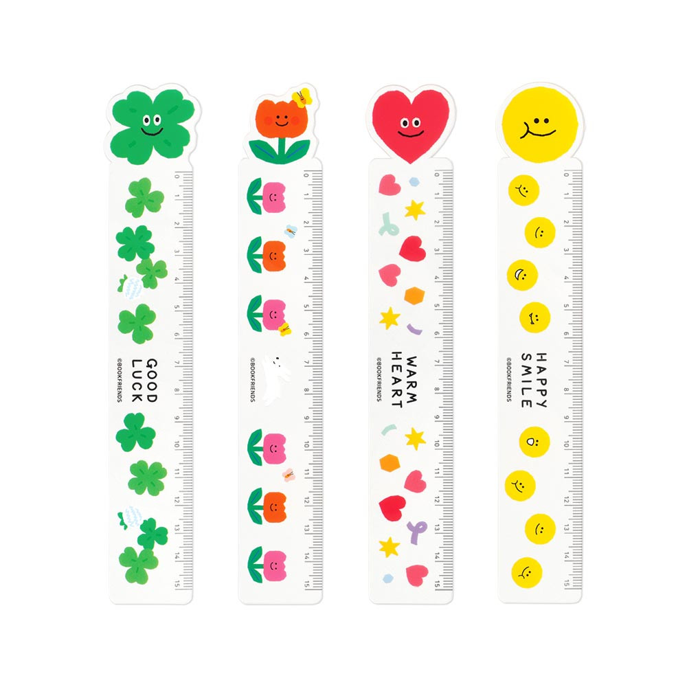 Bookfriends Smile Grid 15cm Ruler Clear Bookmark