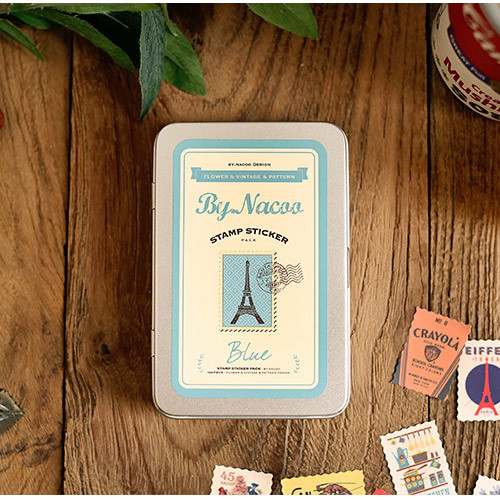 Nacoo Stamp sticker set with blue tin case - fallindesign