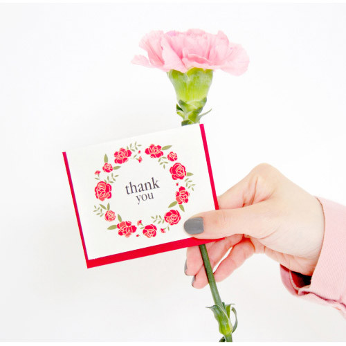 Dash and Dot Thank you flower wreath message card - fallindesign