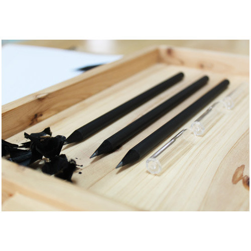 Design somerz Black wood pencil and clear pencil cap set