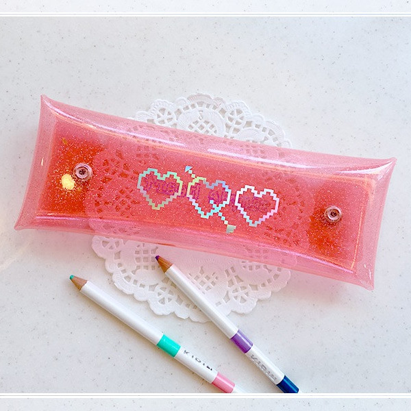 N.IVY Simple heart glitter folding pencil case - Fallindesign