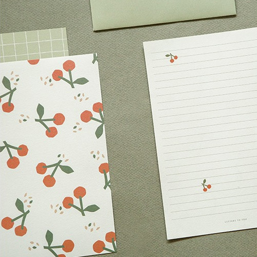 Dailylike Daily letter paper and envelope set - Cherry