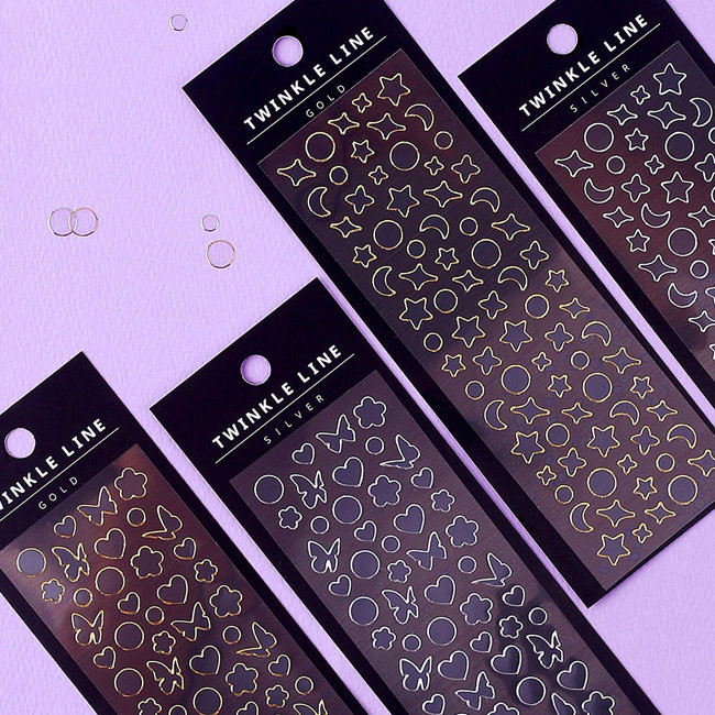 Wanna This Twinkle Gold Border Line Sticker Pack