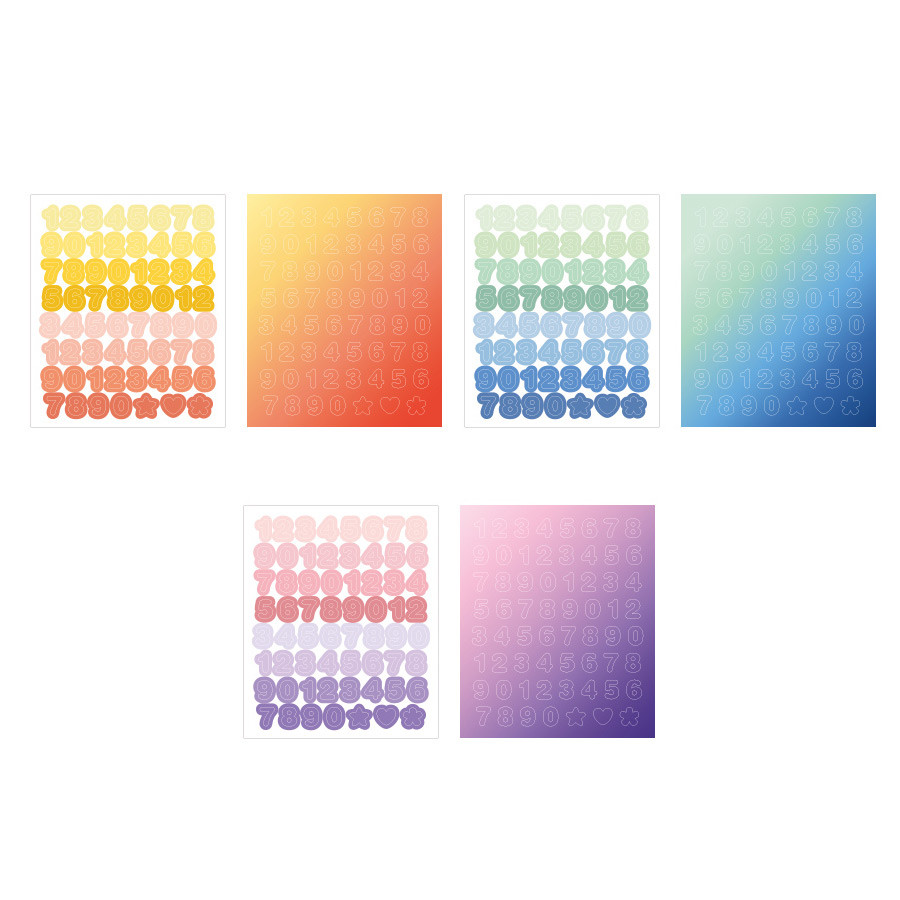 Indigo Color and Gradation Alphabet sticker set