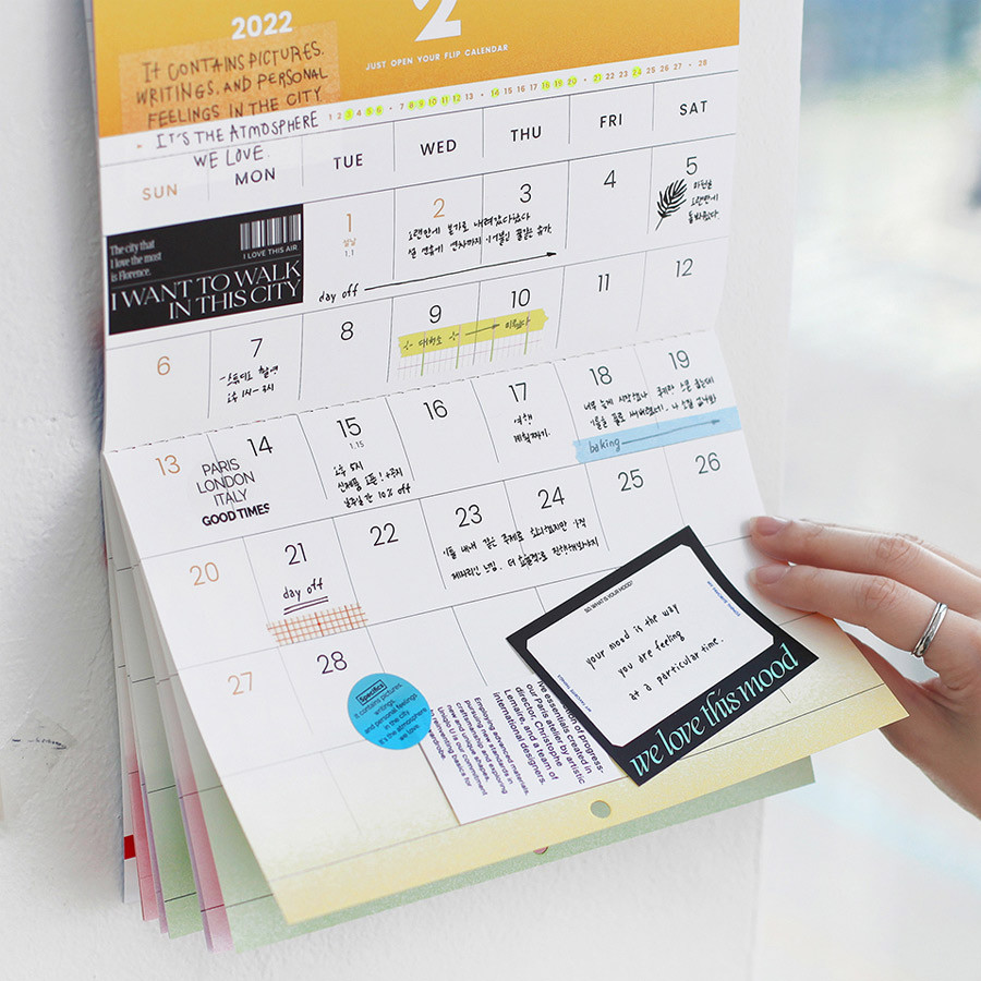 2NUL 2022 Flip Monthly Wall Calendar - Fallindesign.com