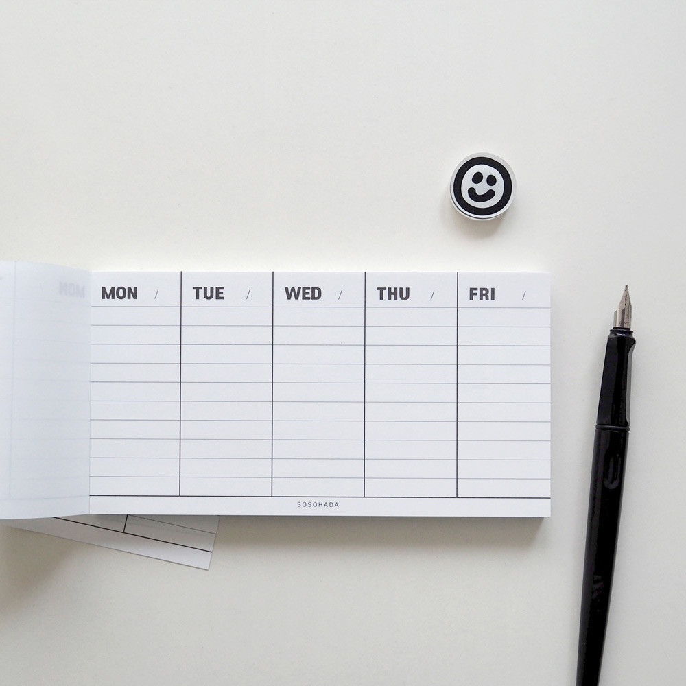 Sosohada Brown Monday through Friday Weekday Planner Notepad