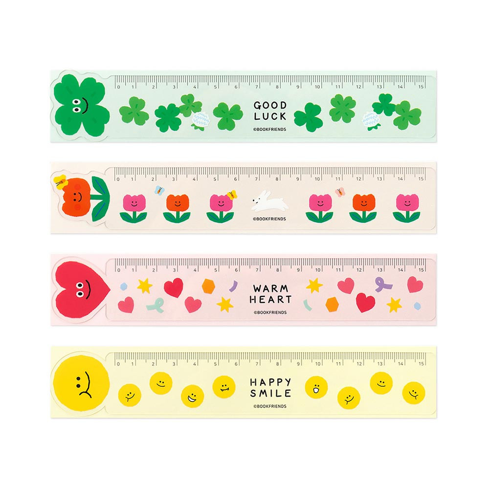Bookfriends Smile Grid 15cm Ruler Clear Bookmark