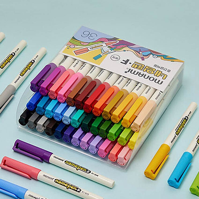 Monami 36 Colors Permanent Marker Name Pen Set Highlighter