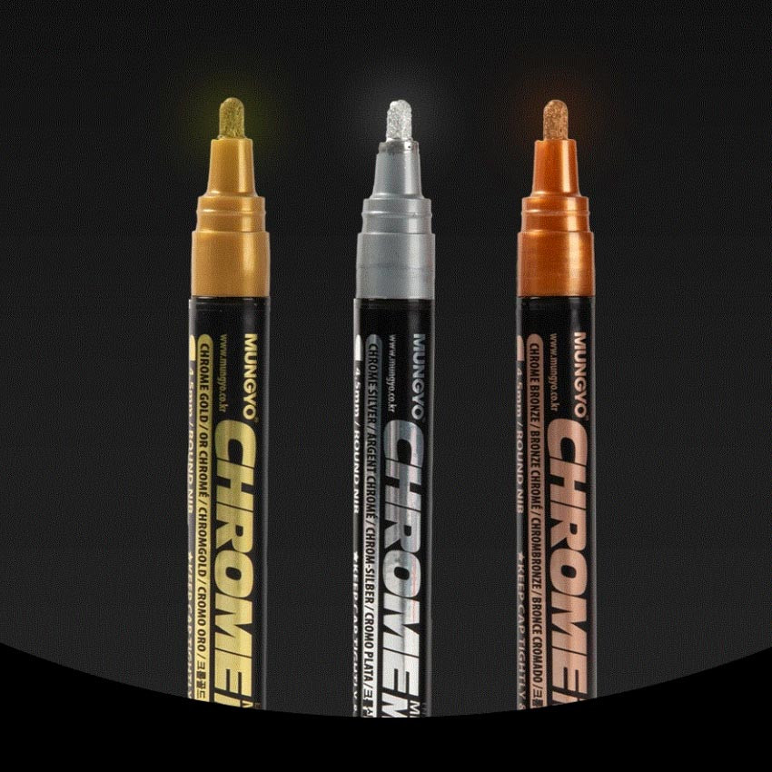 Chrome Paint Marker 3 Pens Pack: Pro-Quality Metallic Art