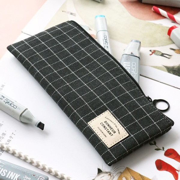 Iconic Basic coated cotton zipper pen pencil case - fallindesign