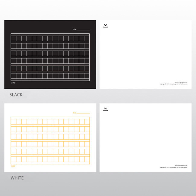 MINGSMANGS White Black squared manuscript paper postcard