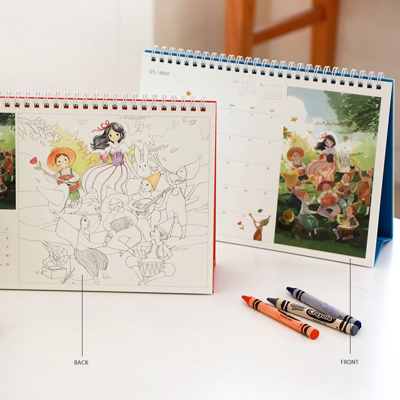 Indigo 2019 Fairy tales coloring desk flip calendar