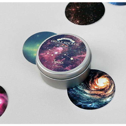 Nacoo Space circle sticker set with tin case - fallindesign