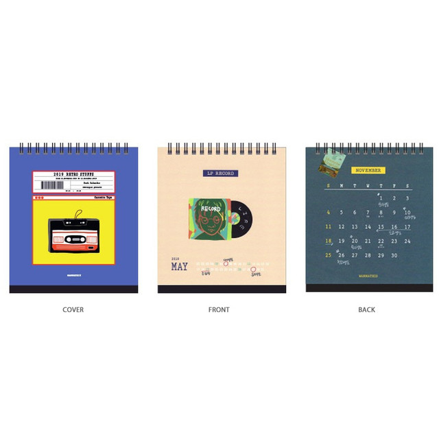 Wanna This 2019 Retro spiral bound desk flip calendar