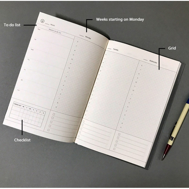 Record 3 months dateless weekly diary planner - fallindesign