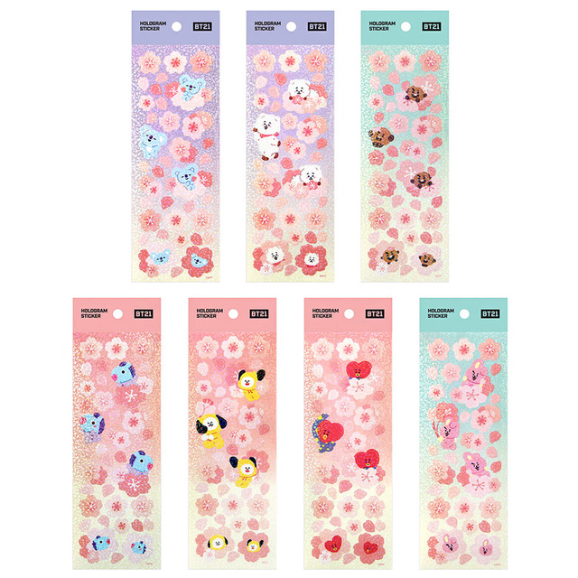 BT21 Cherry Blossom Glitter Removable Sticker - Fallindesign