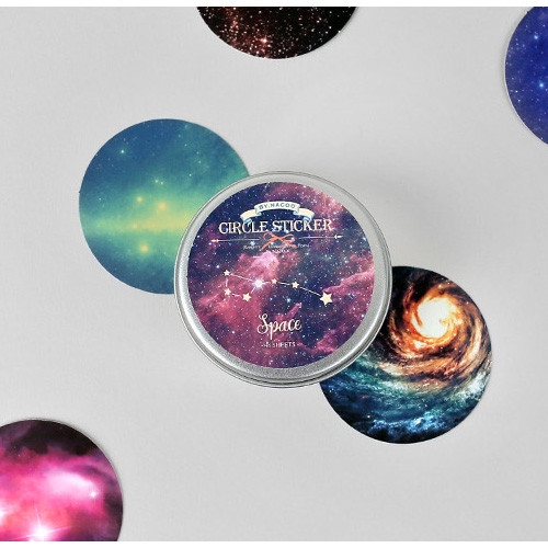 Nacoo Space circle sticker set with tin case - fallindesign